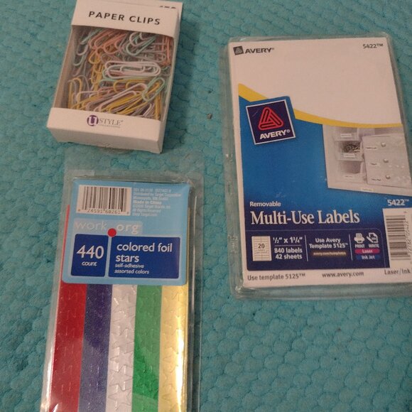 Avery | Design | New Lot Of Office Supplies Paper Clips Star Stickers ...